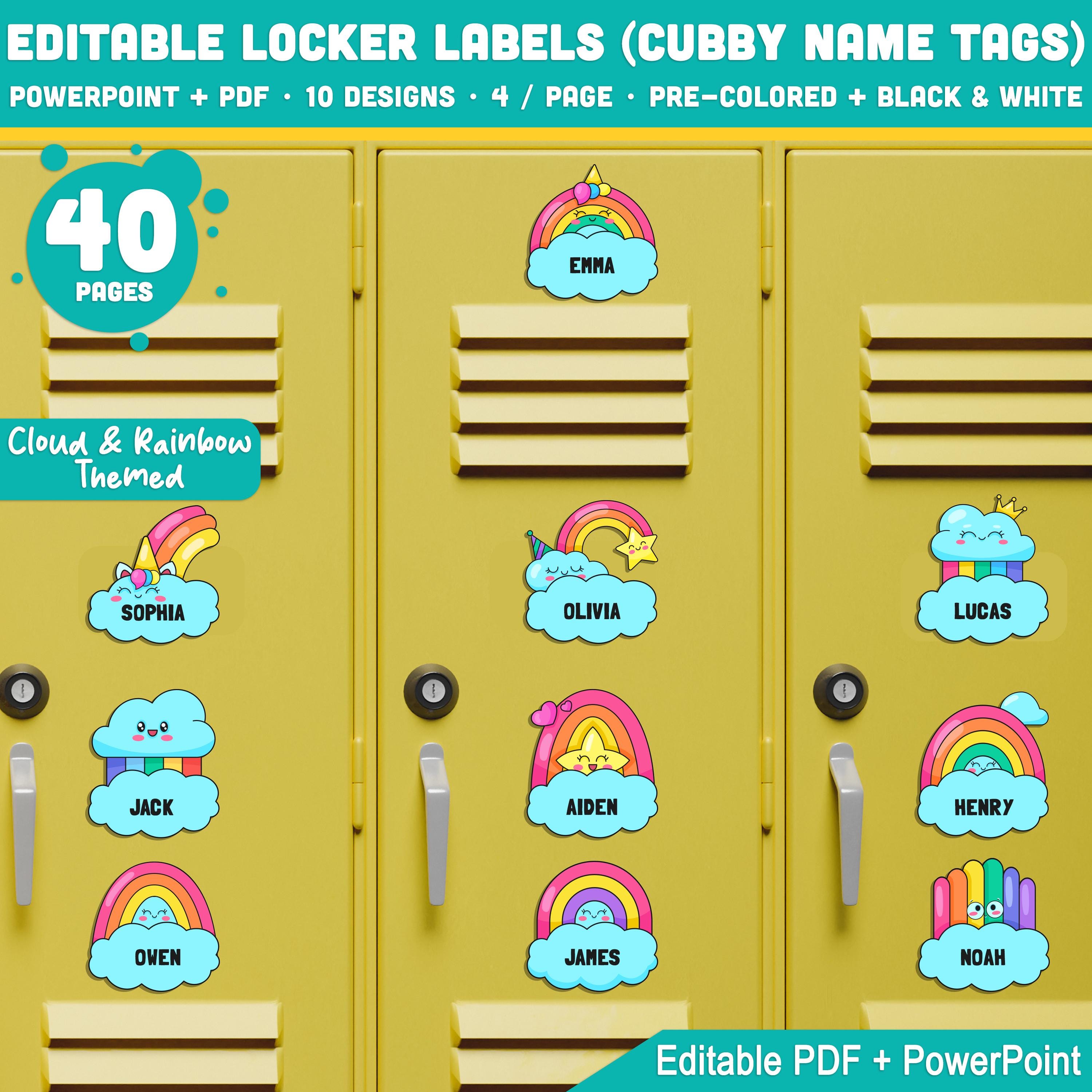 Editable Locker Labels (cubby Name Tags), Cute Cloud & Rainbow Themed ...