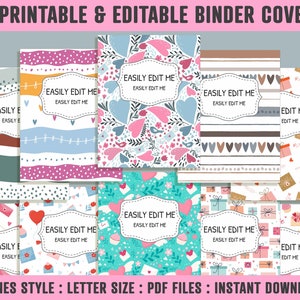 Dots and Hearts Binder Cover, 10 Printable/editable Binder Covers ...