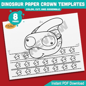 Dinosaur Paper Crown Templates – Printable Headband and Hat Craft for ...