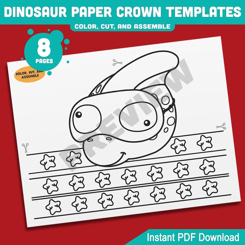 Dinosaur Paper Crown Templates – Printable Headband and Hat Craft for ...