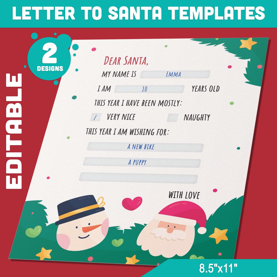 Magical Moments Await: Fillable & Blank 'write to Santa' Templates for ...
