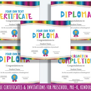 Editable Preschool Awards, Completion Certificates, Diplomas, and ...