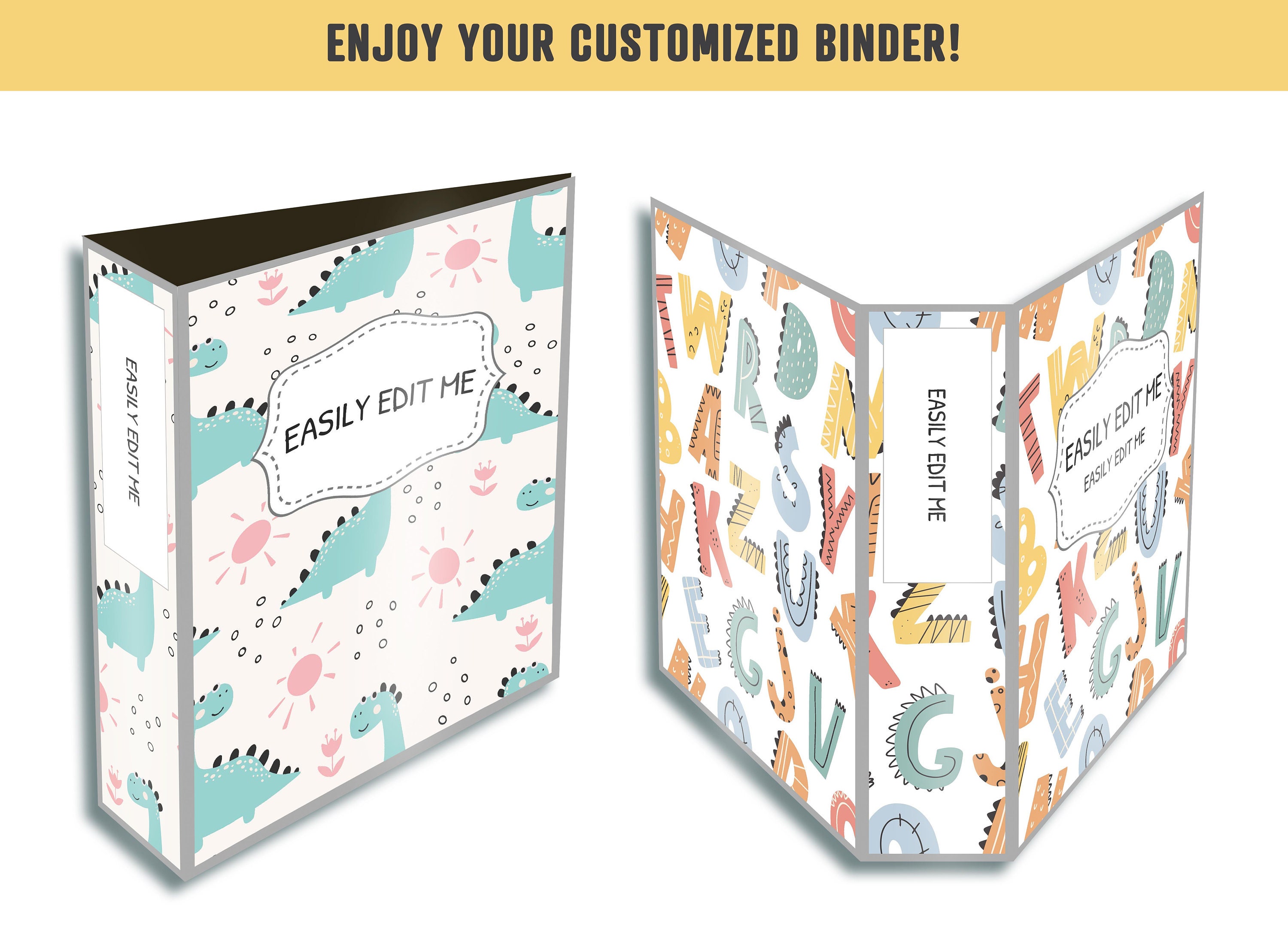 Dinosaur Binder Cover for Boys/girls 10 Printable & Editable - Etsy