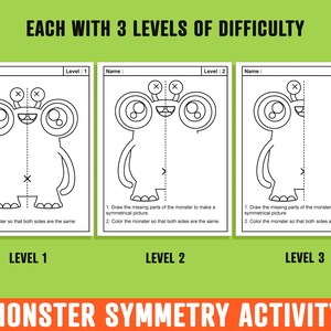 Monster Symmetry Worksheet, Monsters Lines of Symmetry Activity, 24 ...
