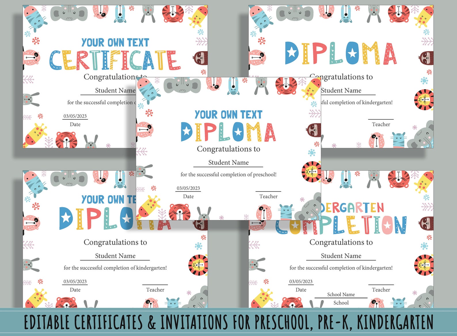 Kindergarten and Preschool Diploma, Certificate, and Invitation ...