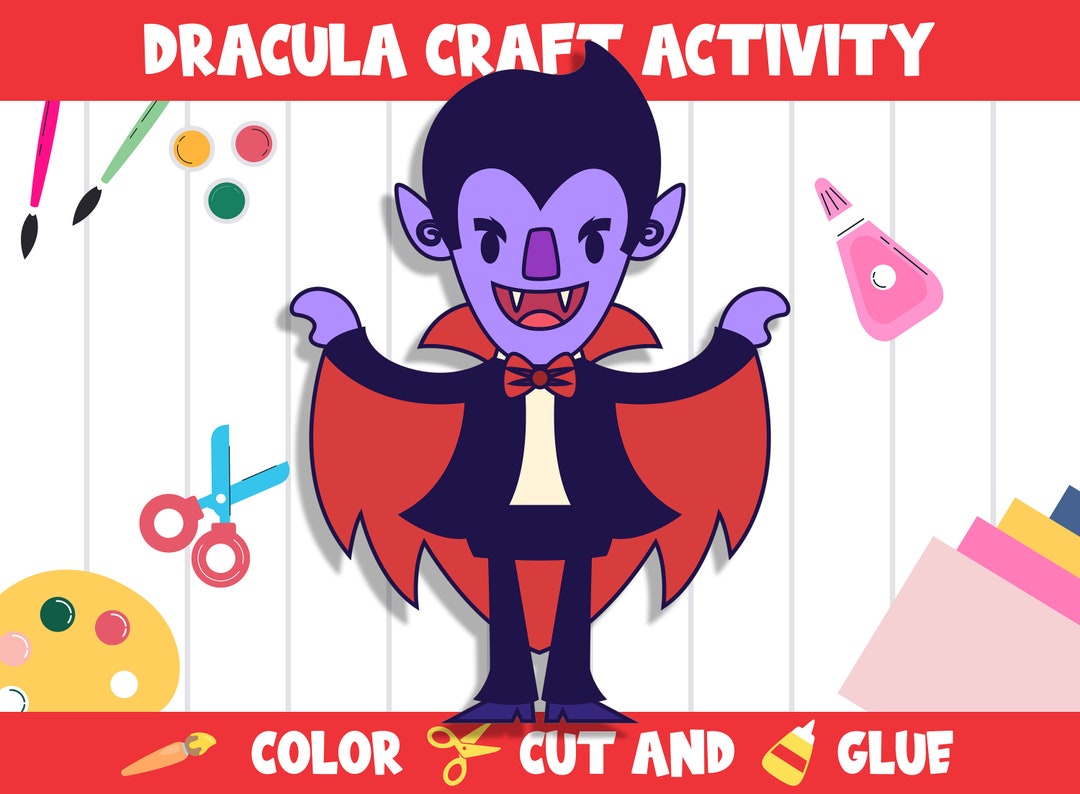 Cute Dracula Craft Activity - Color, Cut, and Glue for Prek to 2nd ...