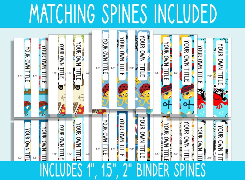 10 Editable Pirate Animals Binder Covers Includes 1 1.5 - Etsy