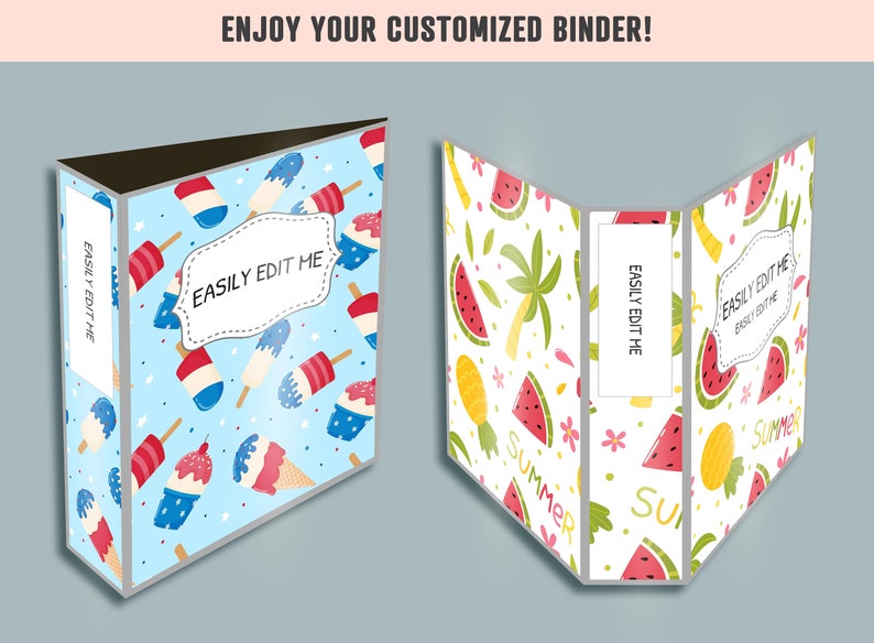 Summer Pattern Binder Cover, 10 Printable/editable Binder Covers ...