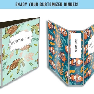 Sea Life Pattern Binder Cover, 10 Printable/editable Binder Covers ...