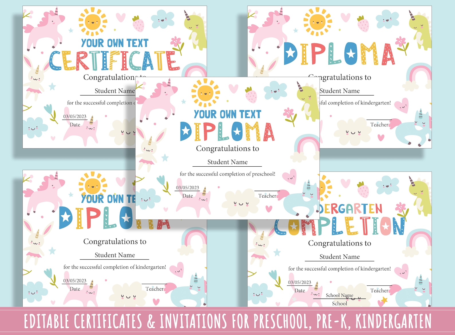 Editable Graduation Certificates Diplomas and Invitations - Etsy