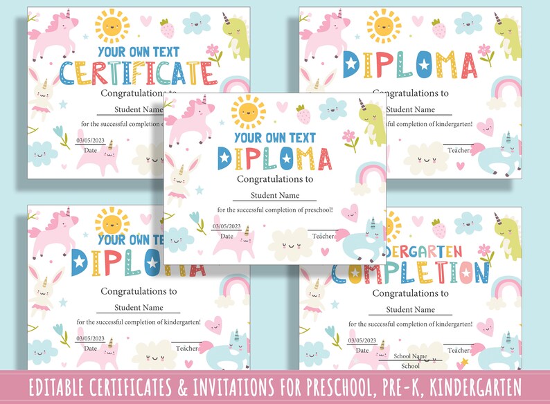 Editable Graduation Certificates Diplomas and Invitations - Etsy