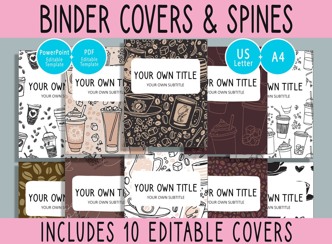 10 Editable Coffee Binder Covers Includes 1 1.5 2 - Etsy