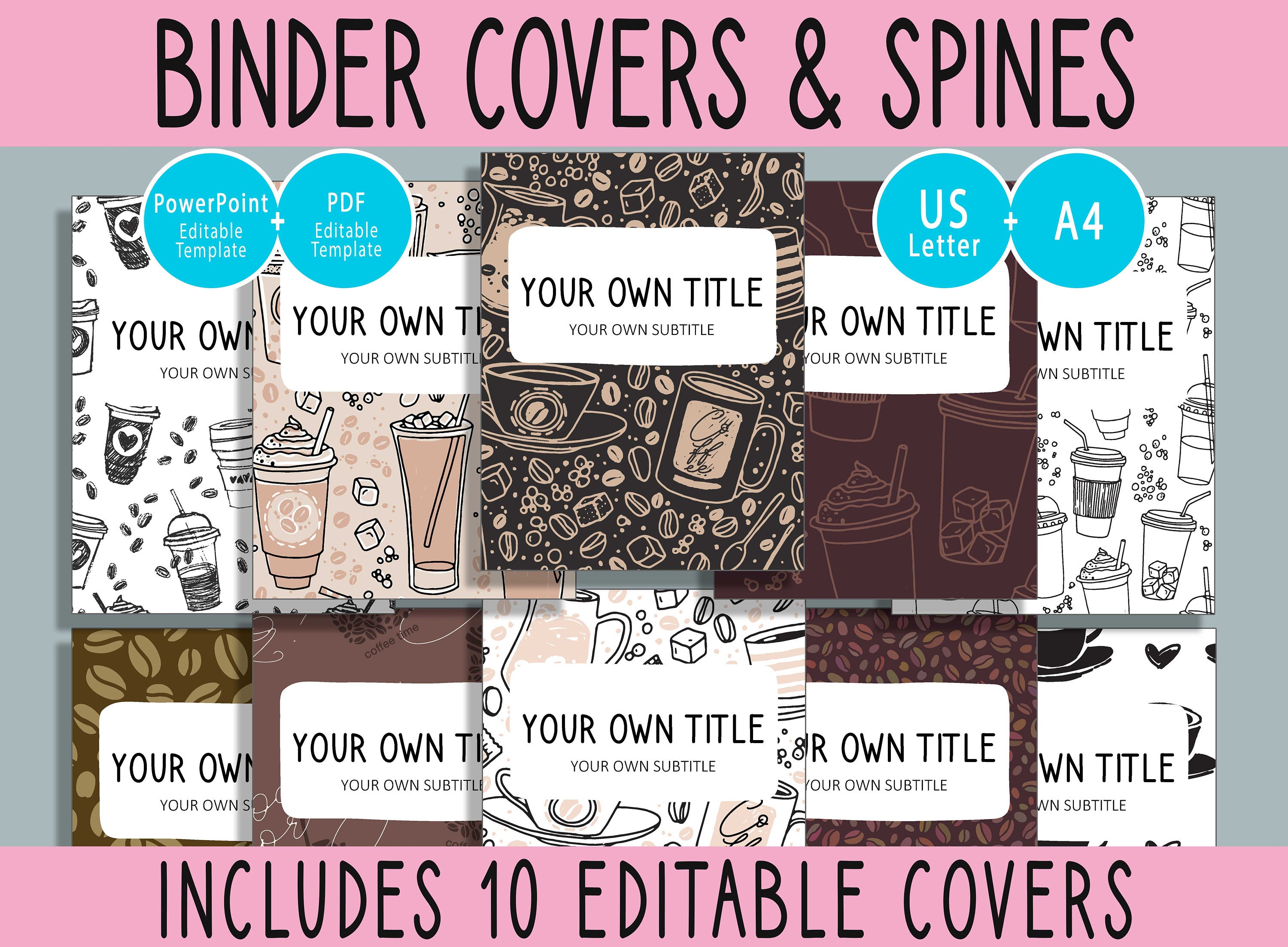 10 Editable Coffee Binder Covers Includes 1 1.5 2 - Etsy