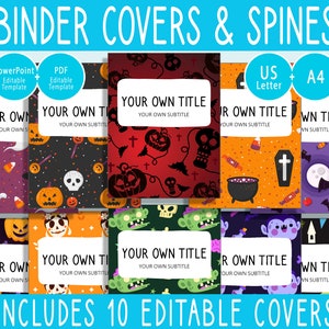 10 Editable Halloween Pattern Binder Covers, Includes 1, 1.5, 2" Spines ...