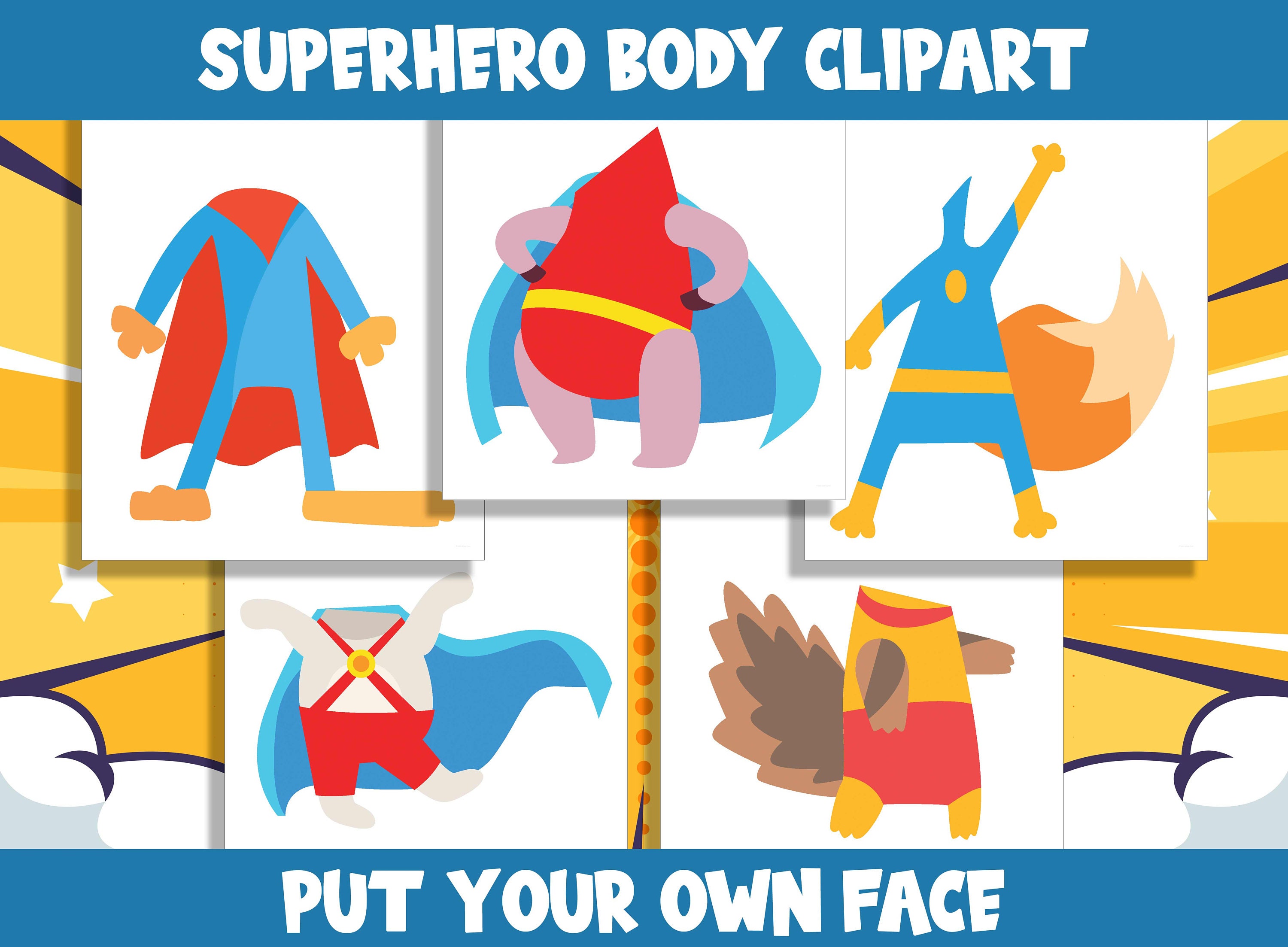 Animal Superhero Body Clipart Set for Prek to 6th Grade, 20 Pages, PDF ...