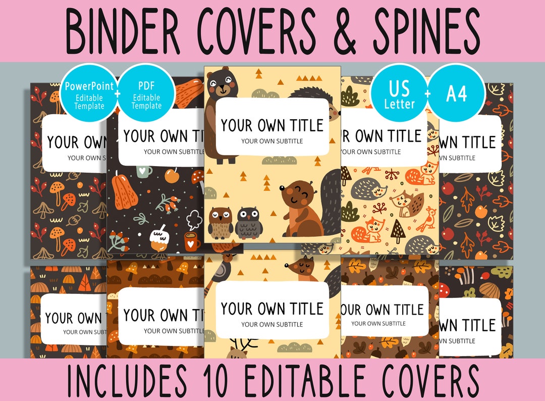 10 Editable Autumn Binder Covers Includes 1 1.5 2 - Etsy