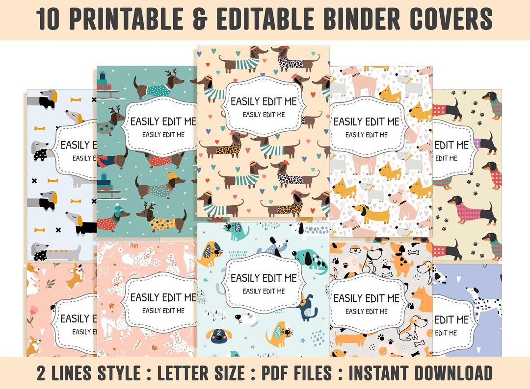 Binder Cover Printable Editable 10 Coversspines Binder - Etsy