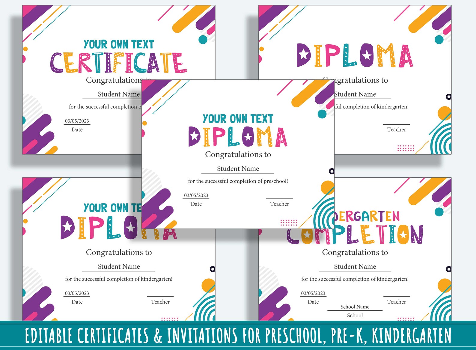Editable Preschool Completion Certificates End of the Year - Etsy