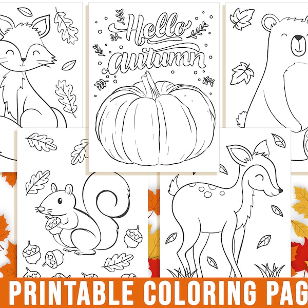 Fall Coloring Pages for Kids - Etsy