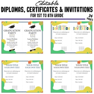 34 Editable First Grade Diplomas, 1st-8th Grade Certificates, Diplomas ...