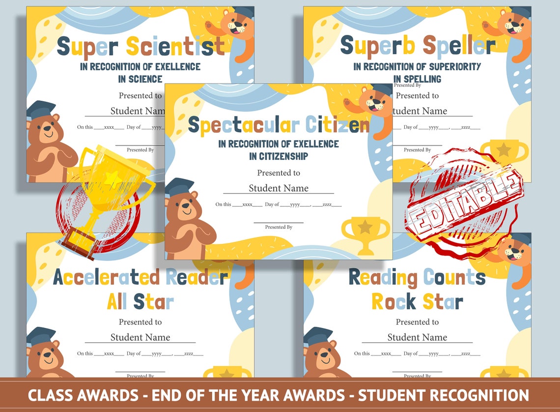 Editable Superlative Awards, End of the Year Classroom Awards, Student ...