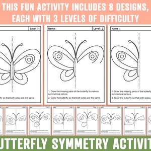 Butterfly Symmetry Activity, Butterflies Line of Symmetry Activity, 24 ...
