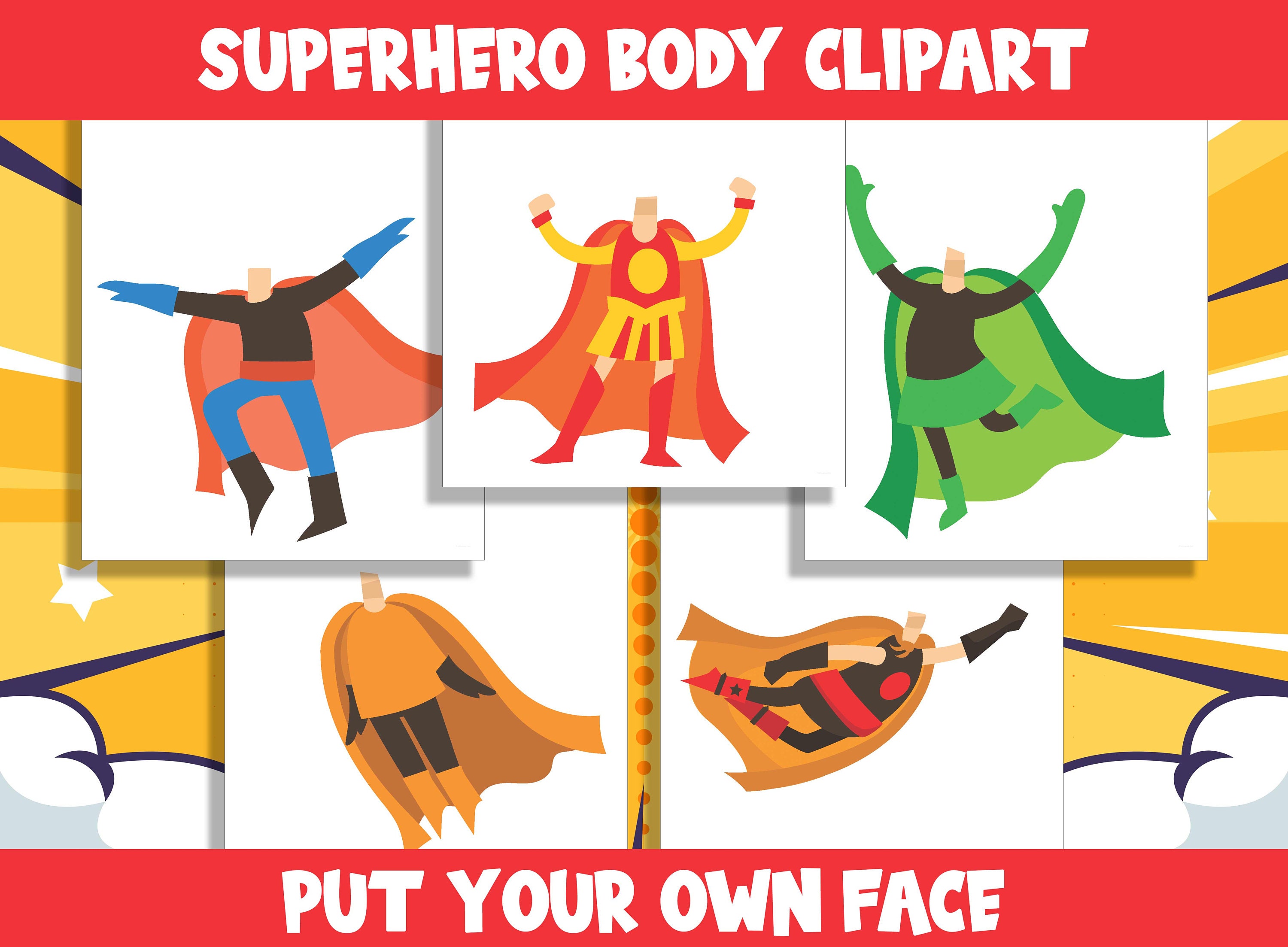 Kid Superhero Body Clipart Set for Prek to 6th Grade, 20 Pages, PDF ...