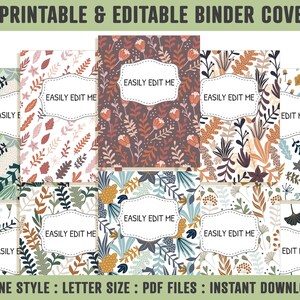 Floral Binder Cover, 10 Printable/editable Covers+spines, Binder Insert ...