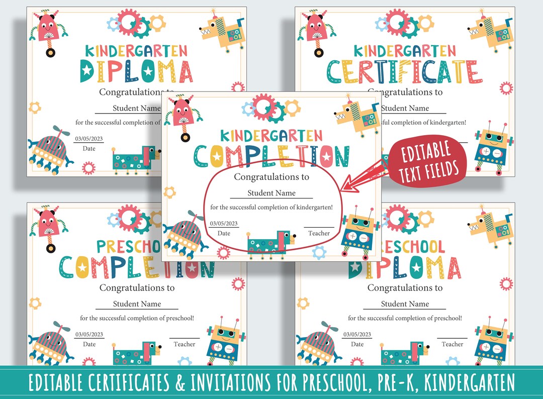 Robot-themed Preschool and Kindergarten End-of-year Celebration Kit: 37 ...