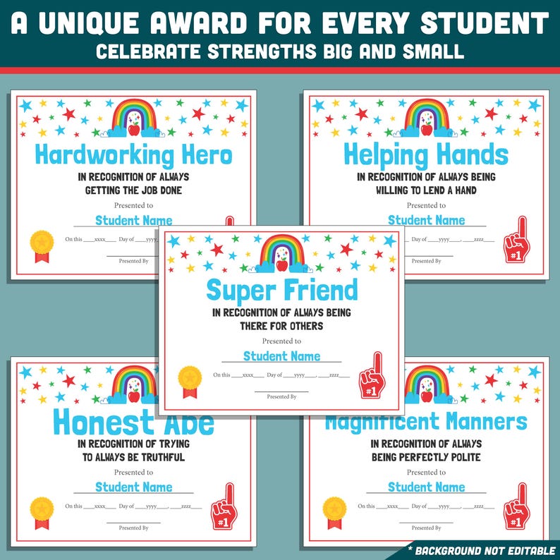 Preschool End of the Year Awards, Editable Certificates, 26 Unique ...