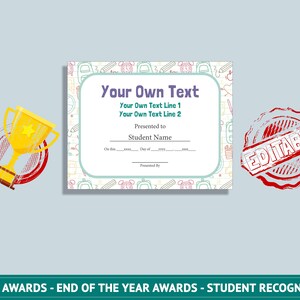 Editable Star Student Certificate, Annual Awards, End of School Year ...