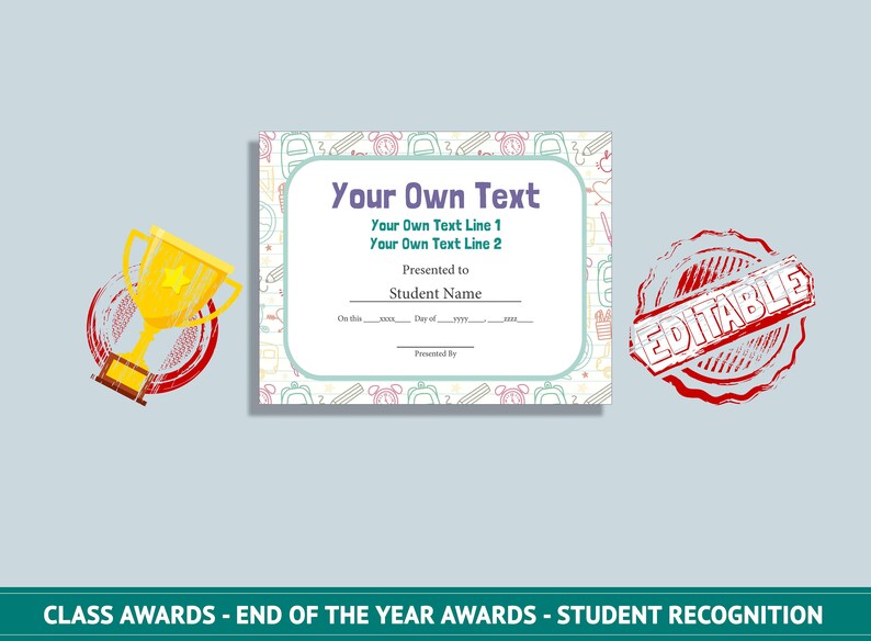 Editable Star Student Certificate Annual Awards End of - Etsy