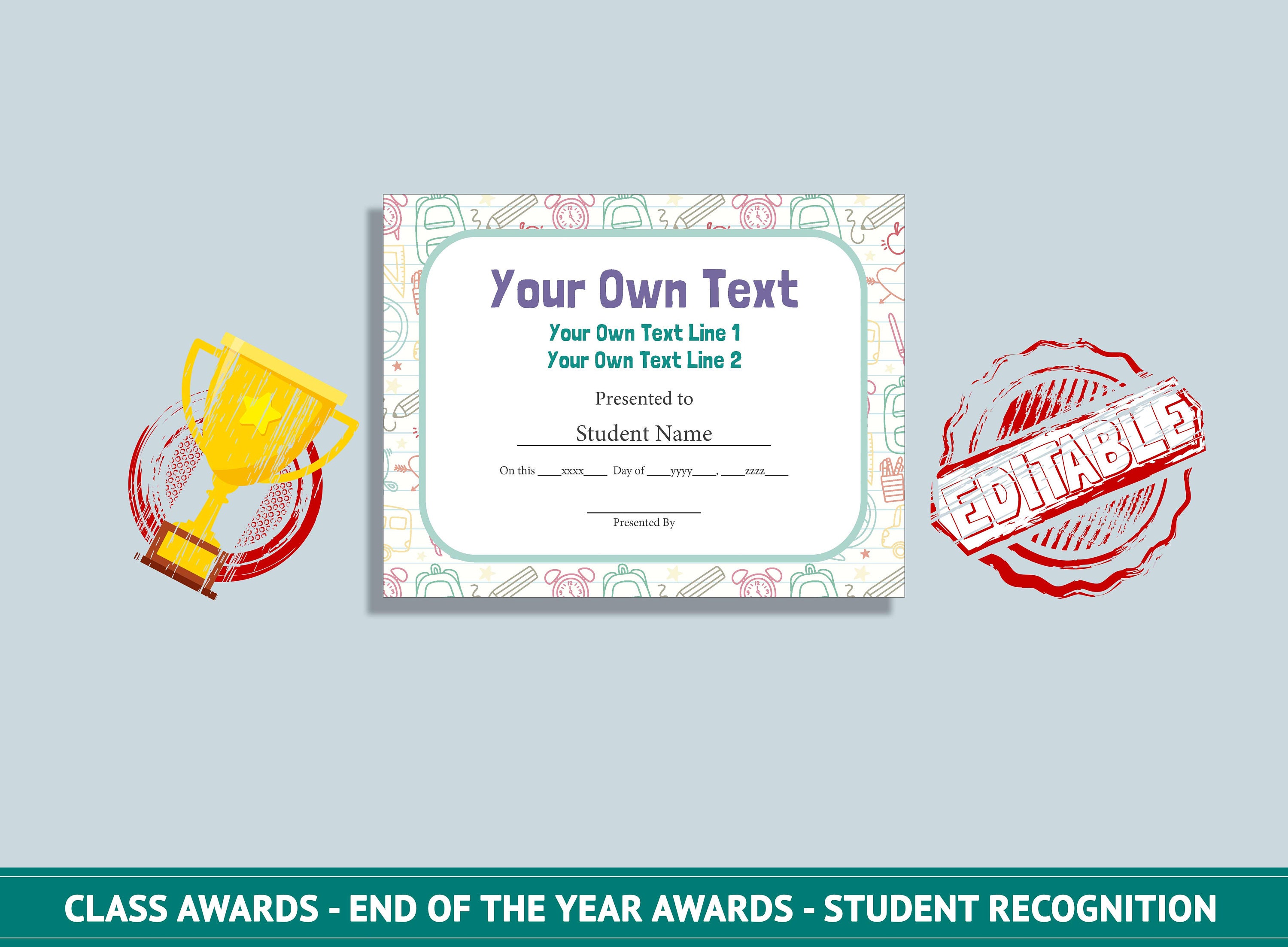 Editable Star Student Certificate Annual Awards End of - Etsy