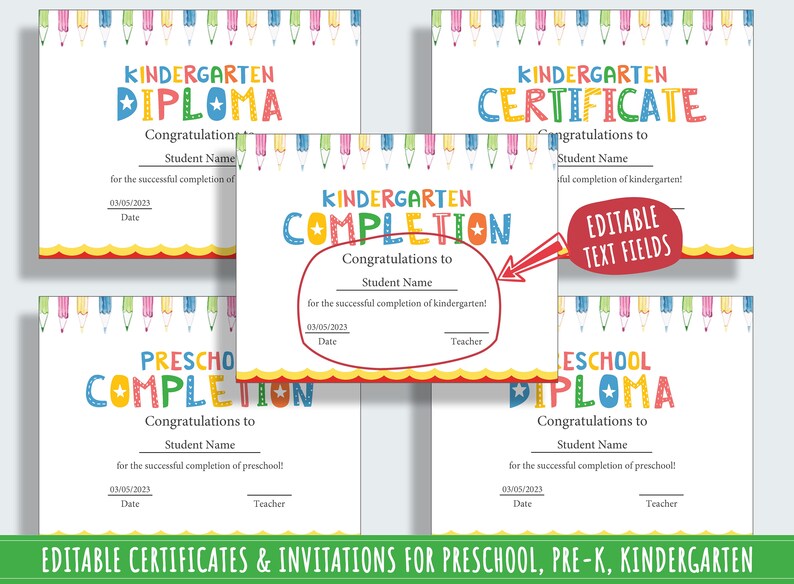 Fun and Colorful Certificate and Invitation Collection: 37 Editable ...