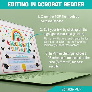 Editable Kindergarten Certificate, Graduation Diploma Template ...