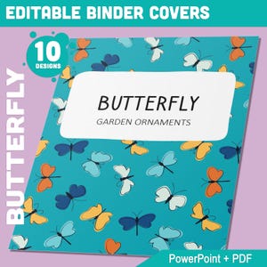 10 Editable Butterfly Binder Covers, Includes 1, 1.5, 2 Spines ...