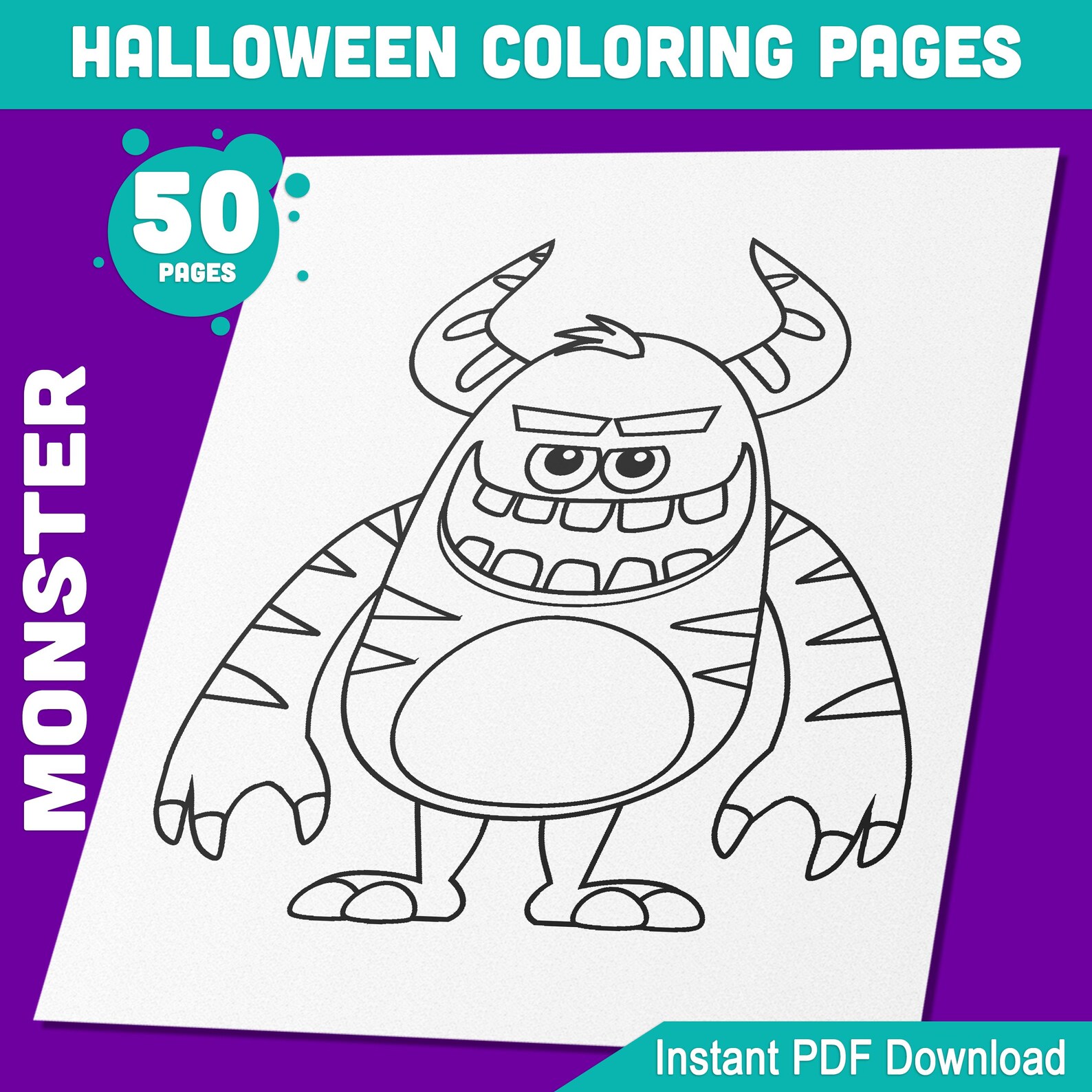 Monster Coloring Book for Kids: 50 High-resolution Printable Pages ...