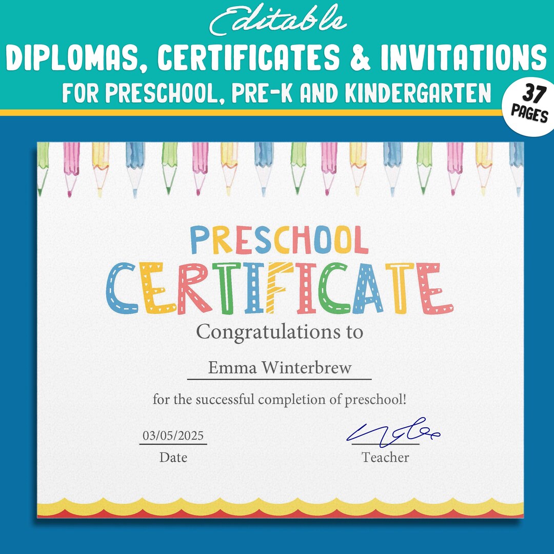 Fun and Colorful Certificate and Invitation Collection: 37 Editable ...