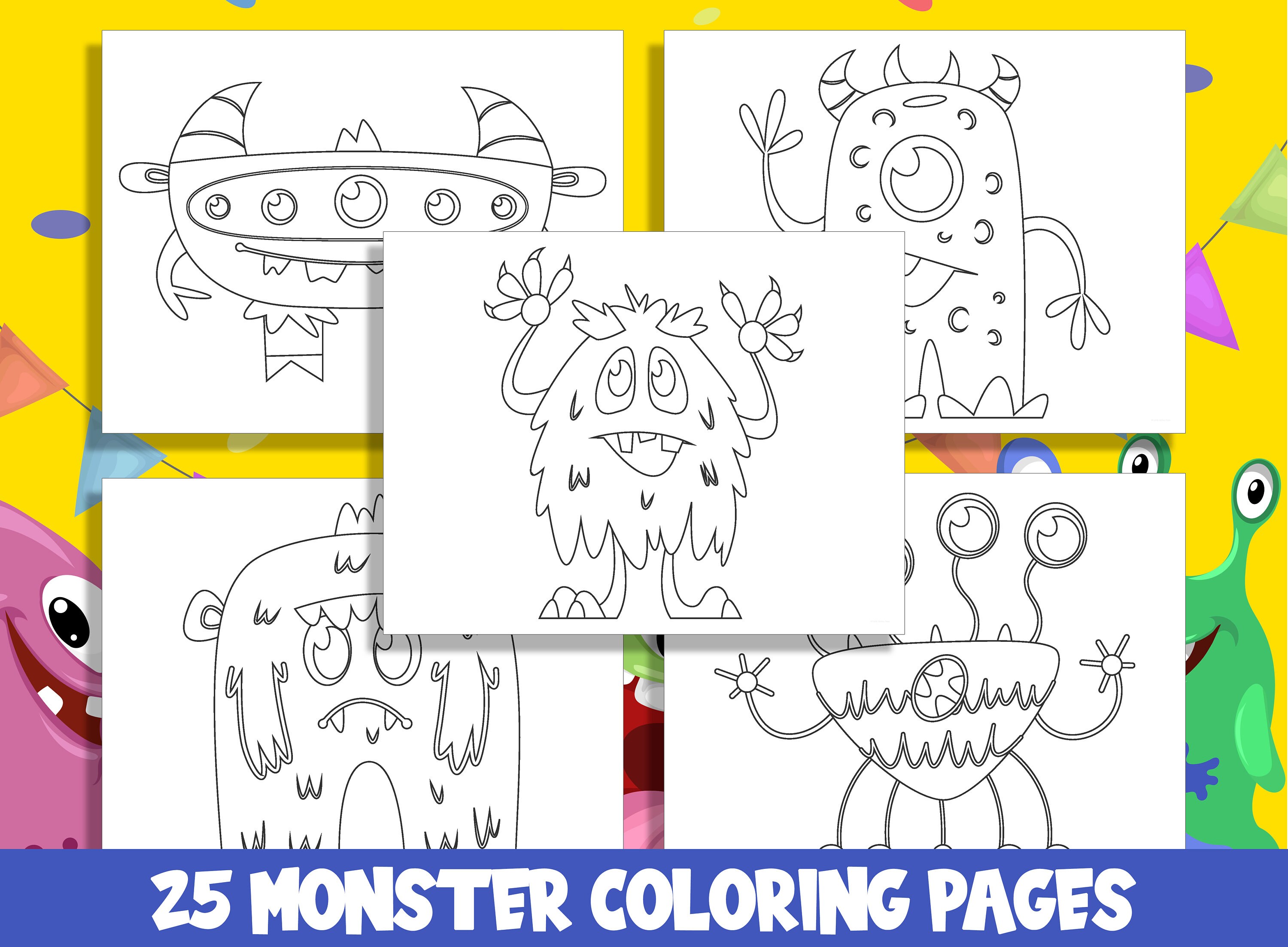 Spooky Monster Coloring Book for Kids: 25 High-resolution Pages ...