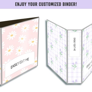 Flower Binder Cover, 10 Coversspines, Binder Cover Printable, Editable ...