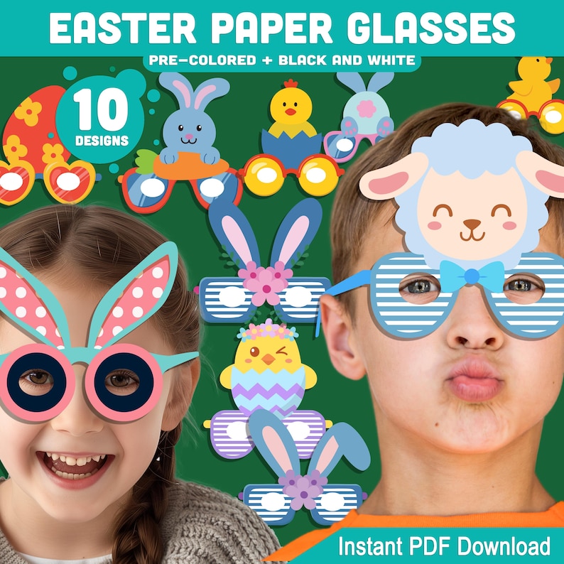Easter Paper Glasses Printable, Bunny Lamb Egg Glasses Template Craft ...