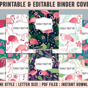 Flamingos in Different Poses Binder Cover, 10 Printable & Editable ...