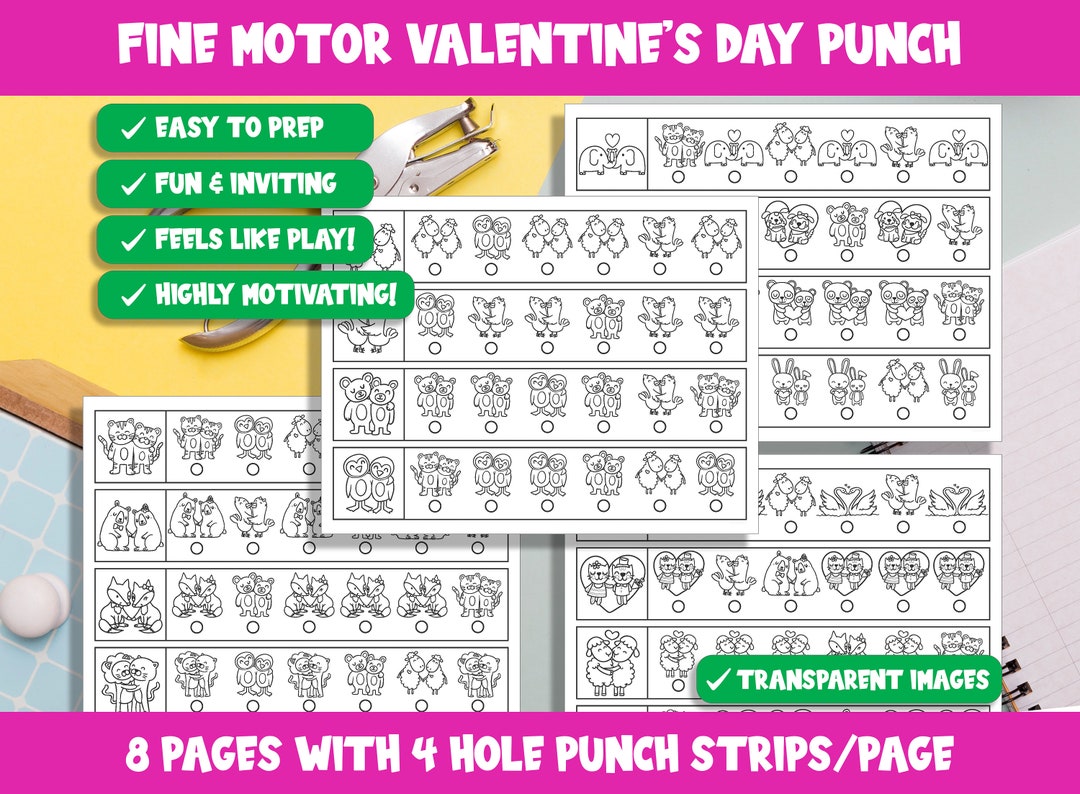 Fine Motor Valentine’s Day Punch, February Hole Punch Activities for ...