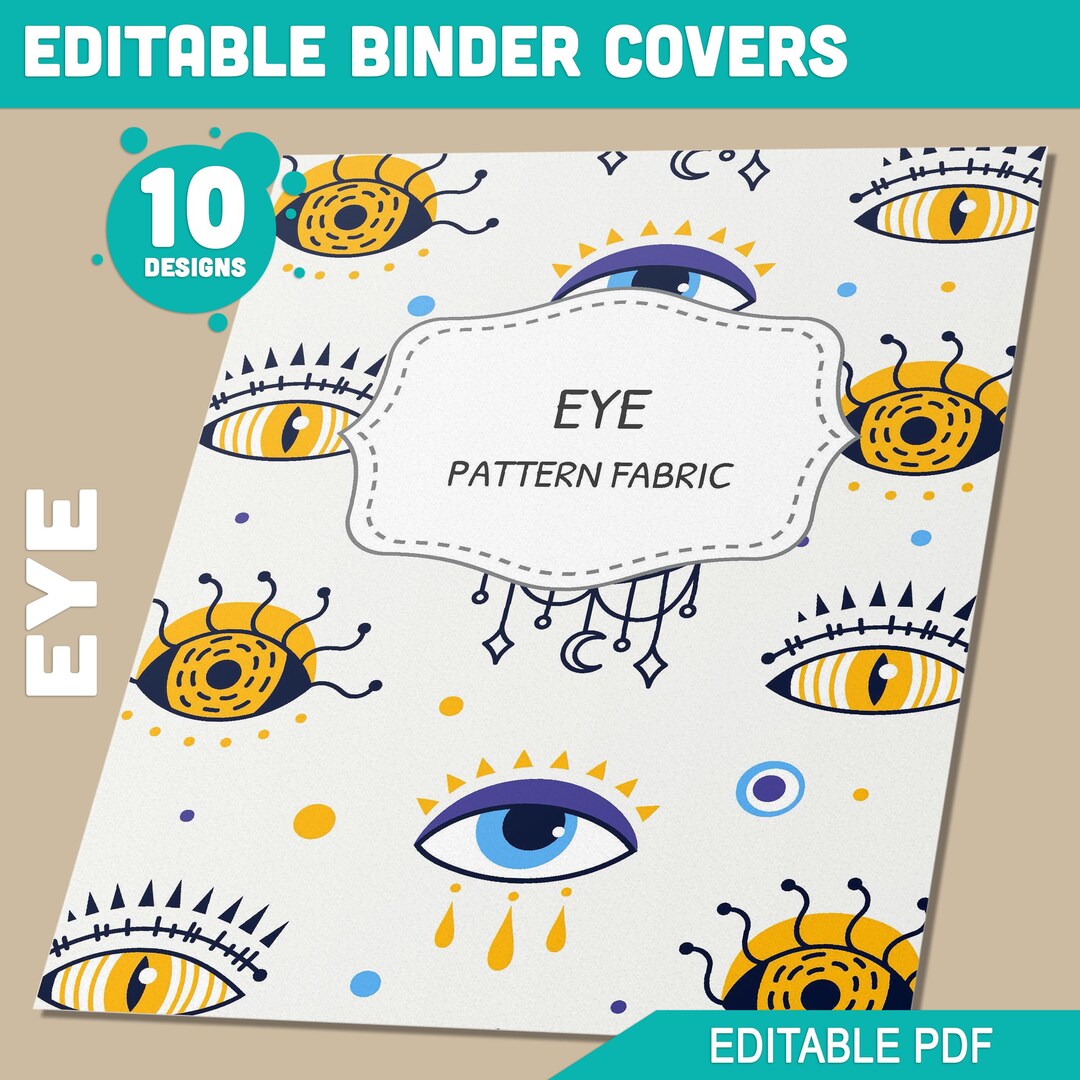 Eye Binder Cover Printable Editable, 10 Covers+spines, Binder Insert ...