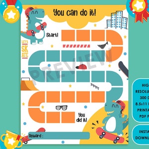 Printable Skateboard and Surfboard Reward Chart for Kids, Fun Behavior ...