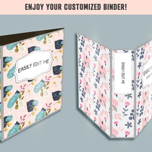 Flower Binder Cover, 10 Printable & Editable Binder Covers + Spines ...