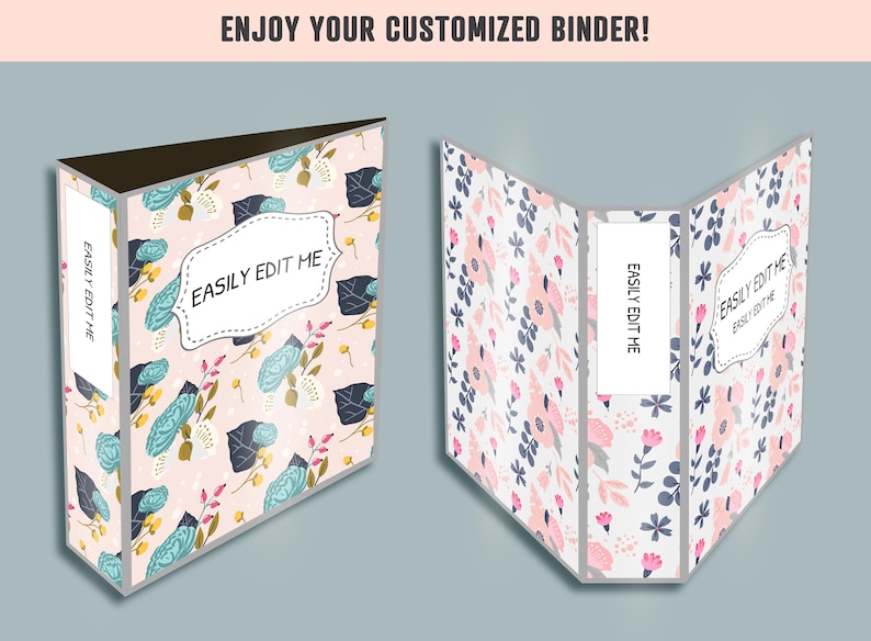 Flower Binder Cover 10 Printable & Editable Binder Covers - Etsy