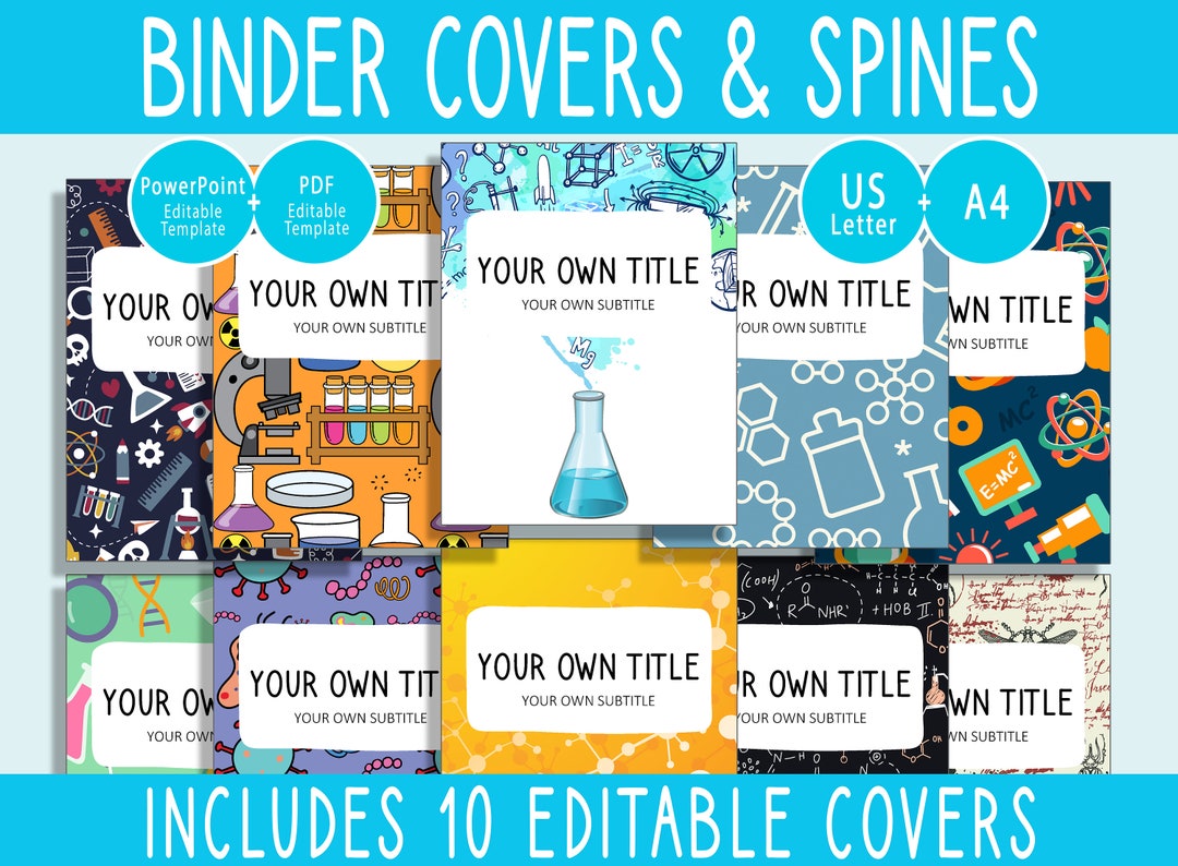 10 Editable Laboratory Binder Covers, Includes 1, 1.5, 2 Spines ...