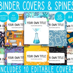 10 Editable Laboratory Binder Covers, Includes 1", 1.5", 2" Spines ...