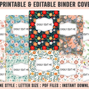 Floral Binder Cover Template, 10 Printable & Editable Binder Covers ...